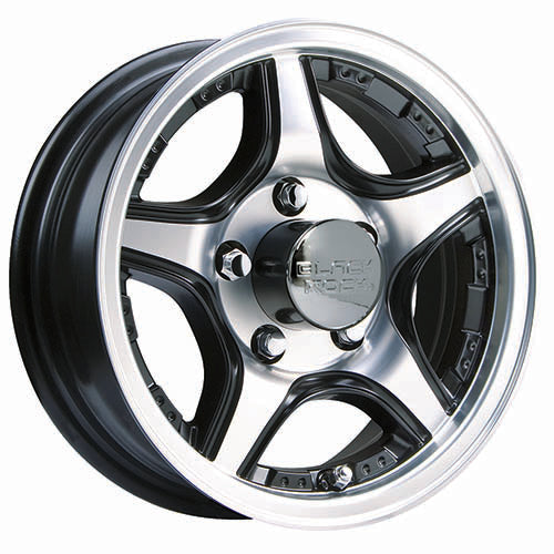 15" CrossTrax Trailer Wheels-Machined with Black Accents with Clear Co ...